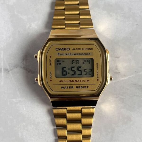 NEW Casio Unisex Gold Digital Watch Stainless Steel Band Alarm Stopwatch | WatchCharts Marketplace