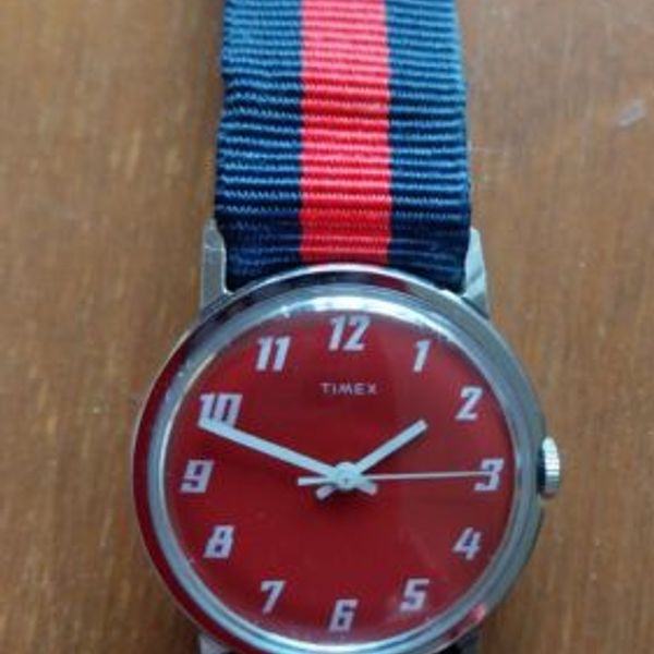 Vintage Analogue Timex Watch. 60s Style. Ruby Red Face. 3cm Wide. Good ...