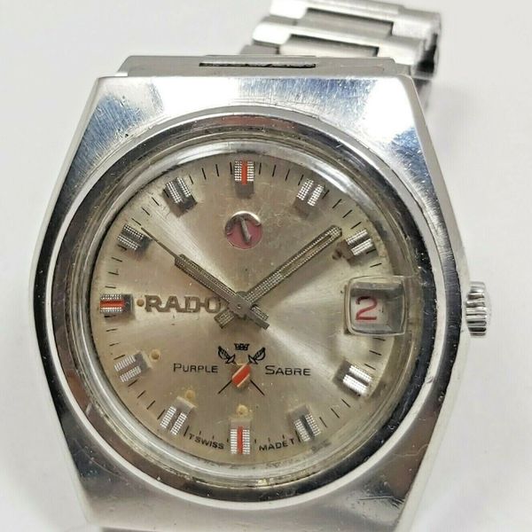 RARE VINTAGE RADO PURPLE SABRE AUTOMATIC DATE SWISS MEN’S AWESOME WRIST ...