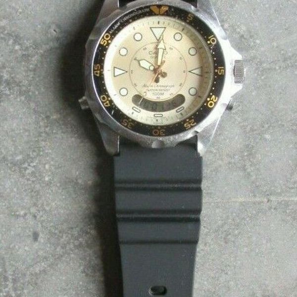 CLASSIC!! Casio AD-520 "smiley" (388 Module) Watch -100m- circa mid ...