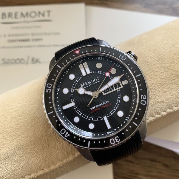 Bremont Supermarine S2000/BK Automatic Diver Watch Rubber Strap 2016 ...