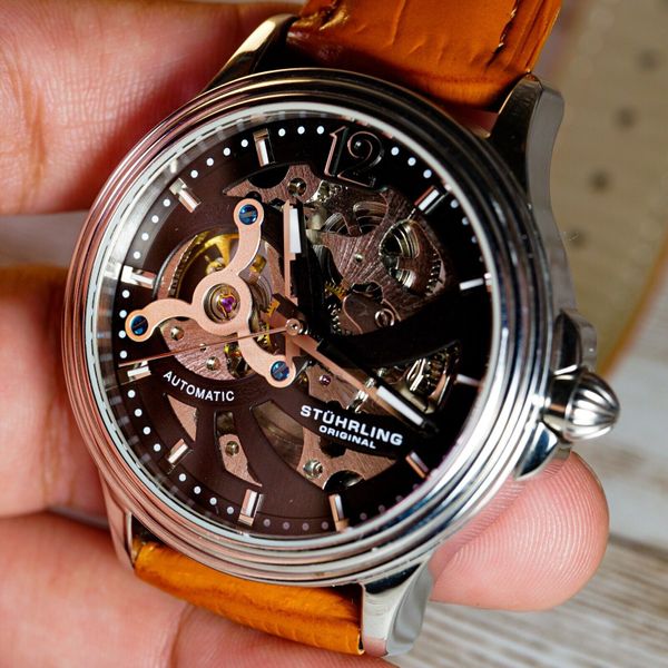 Stuhrling ST-90050 Movement Krysterna Crystal Automatic Skeleton Watch ...