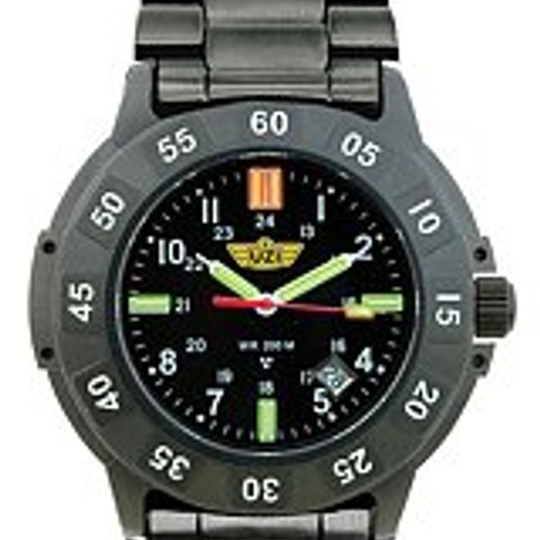 UZI Protector Tritium Watches Model UZI-001-M Black Dial, Black PVD ...