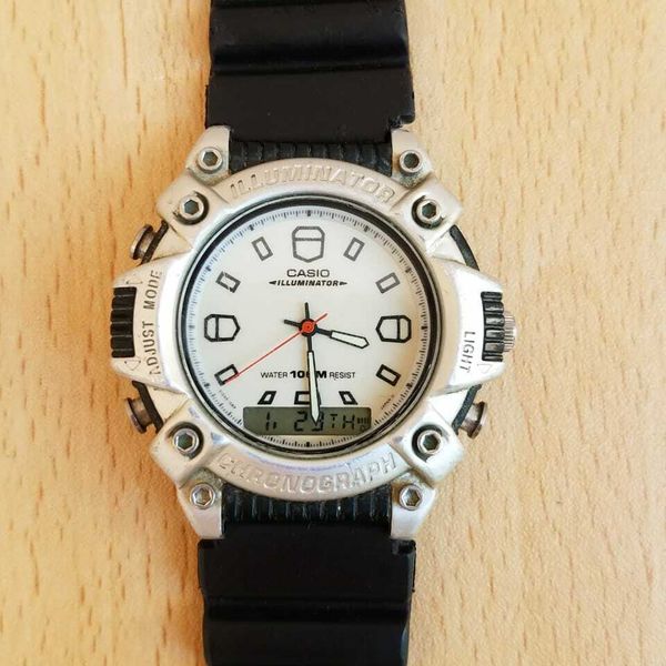 Rare Vintage Casio Illuminator Cronograph Digital&Analog AW-506 100WR ...