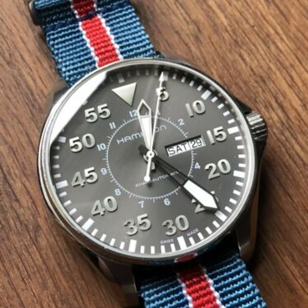 Hamilton Khaki Aviation Pilot Day Date Auto H64715885 | WatchCharts
