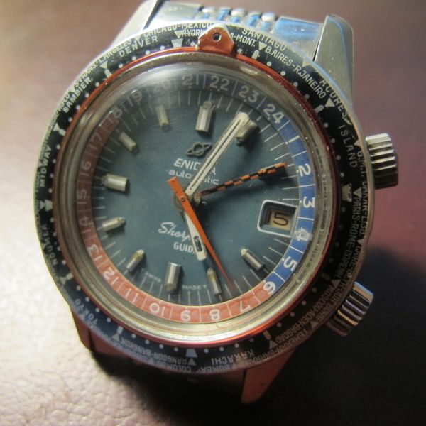blue dial enicar Sherpa guide super compressor gmt | WatchCharts
