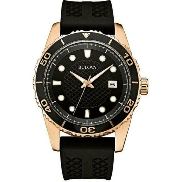 Bulova Mens 98B261 Sports Diver 43mm Rubber Strap Watch | WatchCharts ...