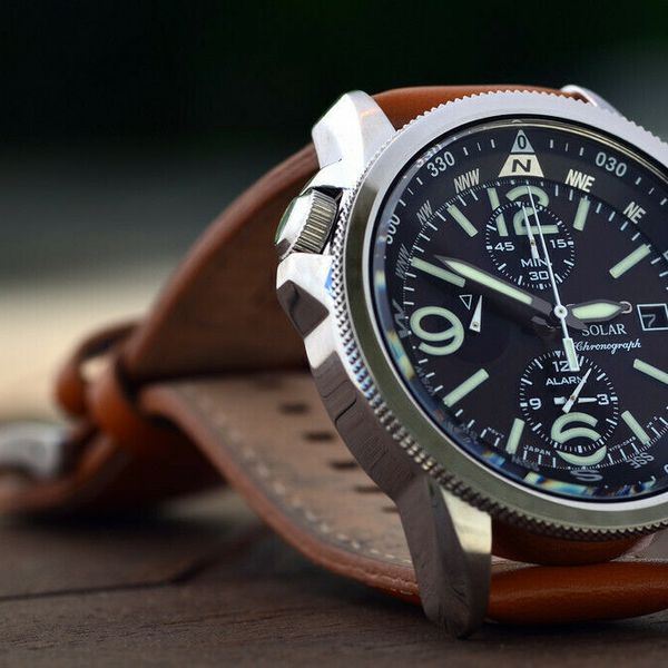 Seiko Solar Quartz Chronograph SSC081 Military Pilot Aviator Stainless ...