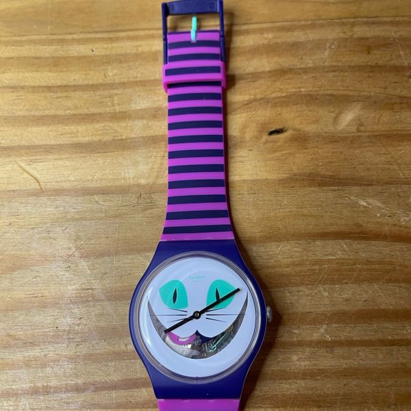 Rare SWATCH Cat Me Up "Cheshire Cat" Watch SUOW125 Alice In Wonderland ...