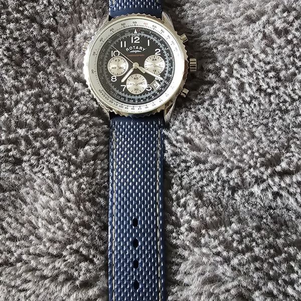 ROTARY CHRONOSPEED WATCH, BLUE RUBBER STRAP | WatchCharts Marketplace