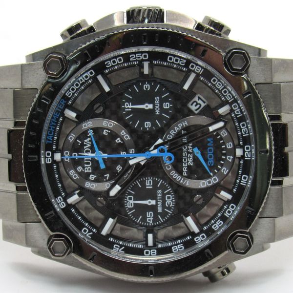 Bulova Mens Watch Precisionist 98B229 Quartz Black Dial Gunmetal ...