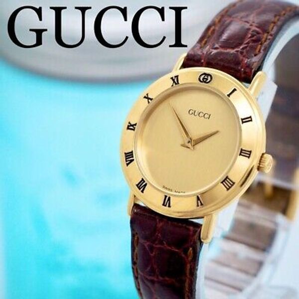 Gucci Watch Ladies Gold Round 26mm Quartz Swiss Made Vintage ...