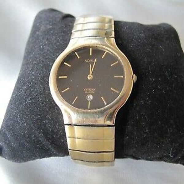 VINTAGE CITIZEN NOBLIA MEN`S GOLD PLATE QUARTZ WRIST WATCH 3960-C90474 ...