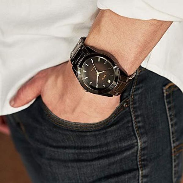 Relic by Fossil Men's Rylan Quartz Stainless Steel Diamond Accent Dress ...