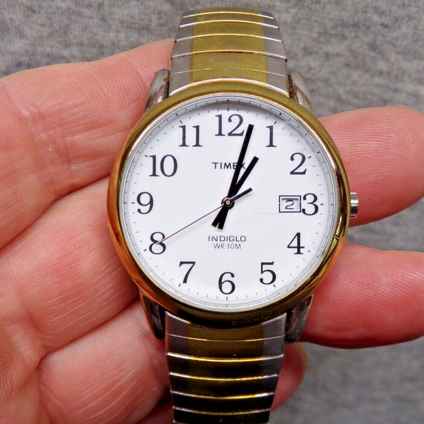 Men's TIMEX Two-Tone Watch w/ Backlight & New Battery - Works Great ...