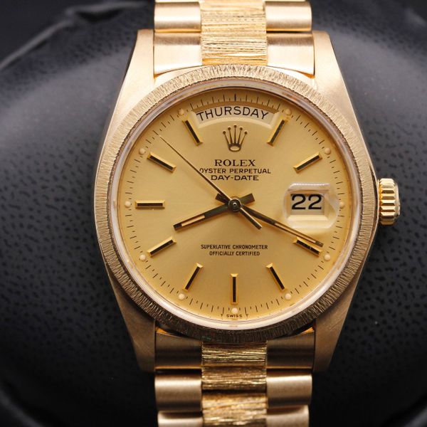 FSOT: Rolex Day Date "Bark Finish" - 18078 - Champagne - Yellow Gold ...