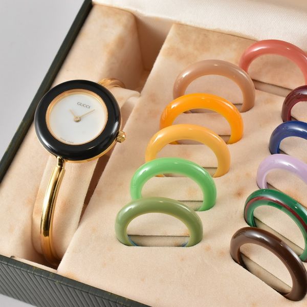 New Batt. BOX GUCCI Change Bezel 11/12.2 12 Colors 26mm QZ Women's ...