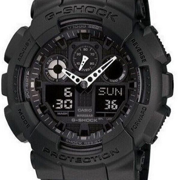 Casio G Shock Ga100 1a1 Mens Xl 3 Eye Matte Black White Analog Digital