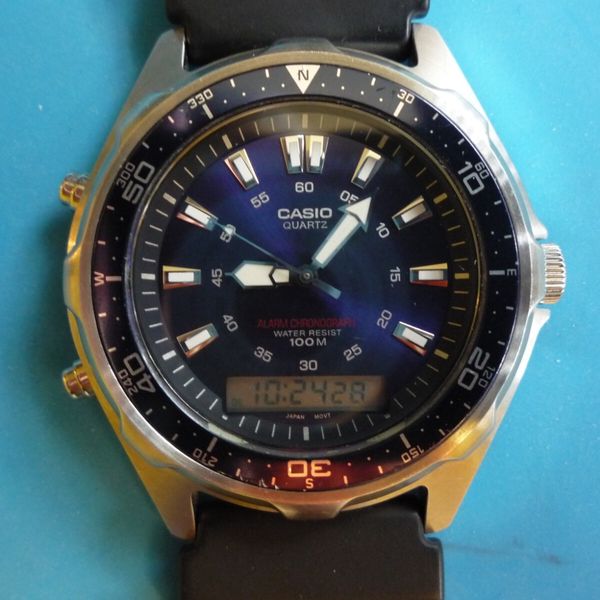 **MINT CONDITION**Vintage Casio Analog Digital Model 2701 Blue Bezel ...