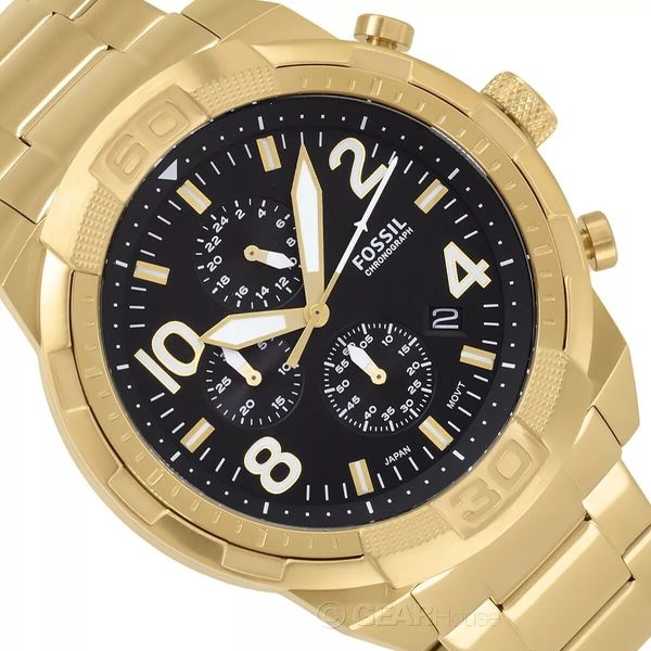 New FOSSIL Bronson Mens Gold Chronograph Watch Black Dial FS5877 ...
