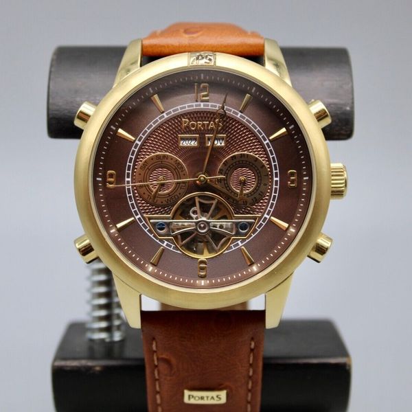 PortaS PS33I-TY2503 Men's Luxury Automatic Watch Stainless Steel Gold ...