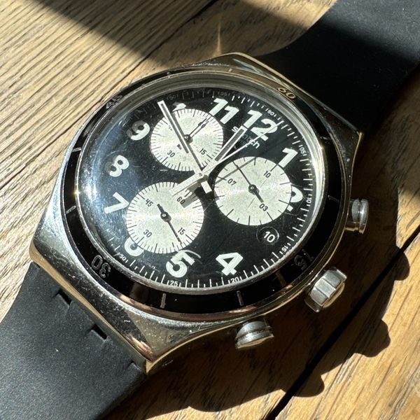 Swatch Irony Chronograph Browned New Battery Reverse Panda ...