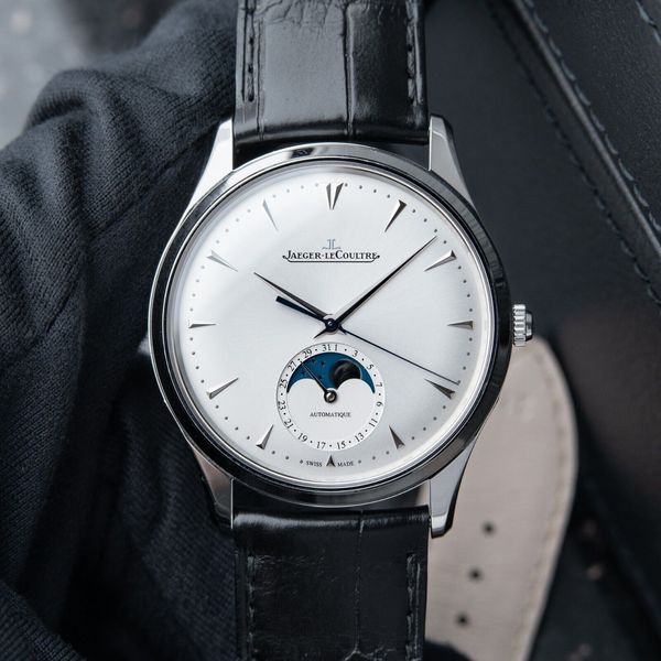 Jaeger-LeCoultre Master Ultra Thin Moon Phase Silver Dial Steel Leather ...