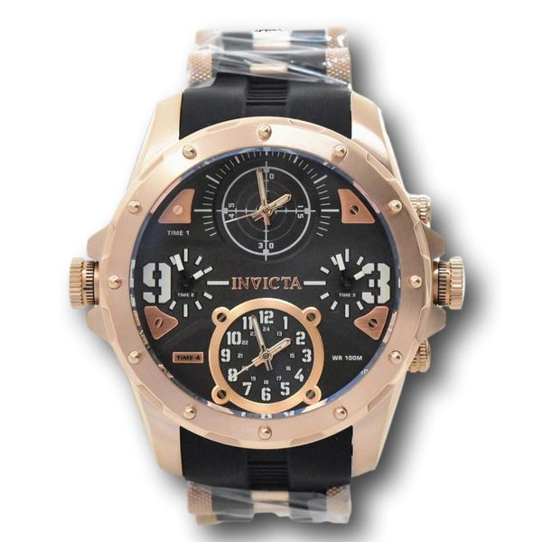 Invicta Coalition Forces Men's 50mm 4-Time Zones Rose Gold Military ...