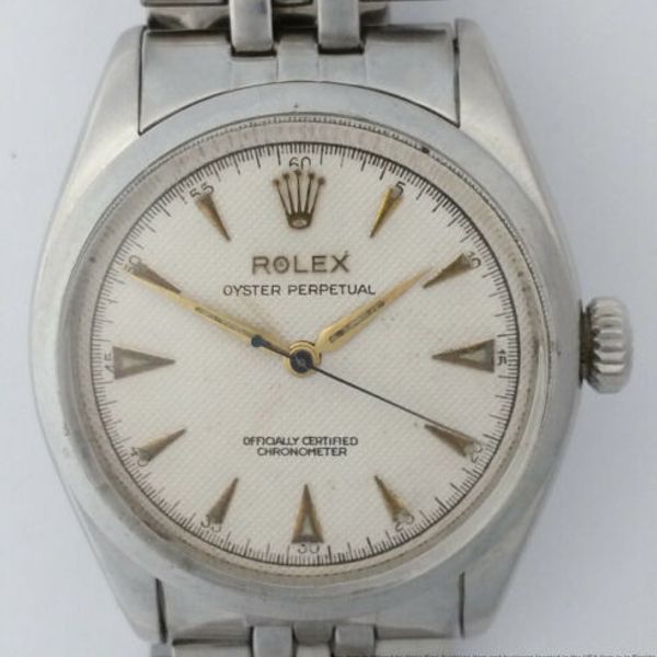 Vintage Rolex Oyster Perpetual 6284 Textured Dial Mens Steel Watch ...