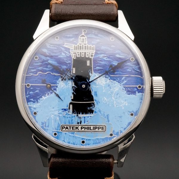 Custom Patek Philippe Conversion Wristwatch w/ Beautiful Lighthouse ...