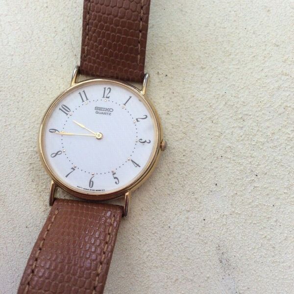 Vtg Seiko 5Y30-9000 Gold Plated White Face Slim Quartz Gents Dress Watch | WatchCharts