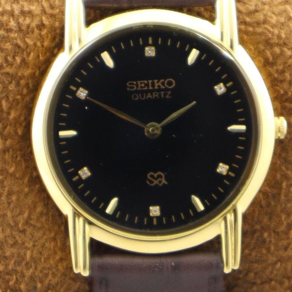 Beautiful SEIKO SUPER SLIM Quartz Men Wrist Watch BLACK DIAL JAPAN MADE ...