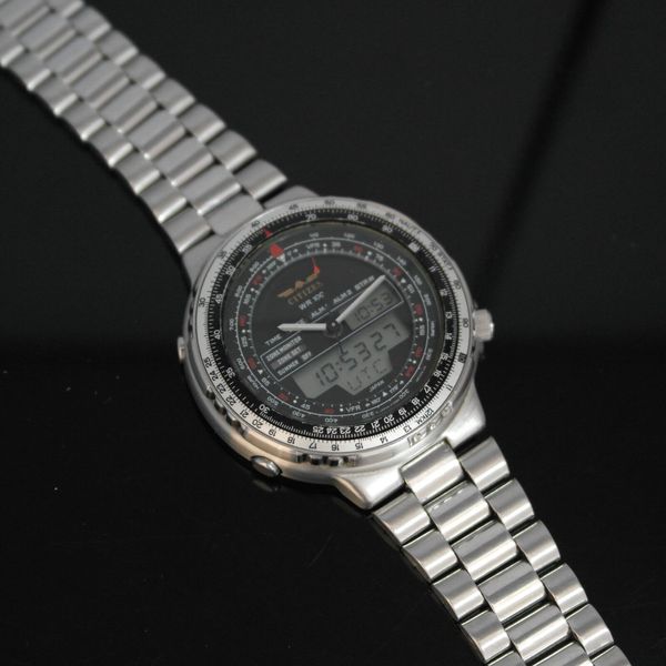 Vintage CITIZEN Wingman Sky1 989 Pilot Ana- Digi World Time Men's Cal ...