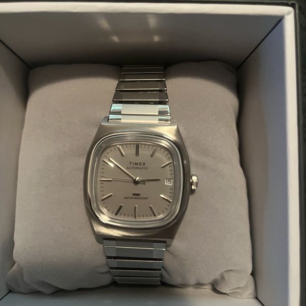 Timex 1983 E-Line Automatic Watch 34mm Stainless Steel Expansion Band ...