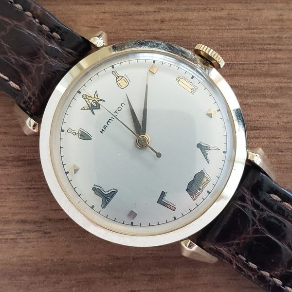 1950s Hamilton Rodney "Masonic Dial" Men's Vintage Watch, Gold Filled ...
