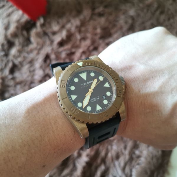 WTS : Helson Shark Diver Bronze 45mm 2000m ( Brown Dial ) | WatchCharts ...