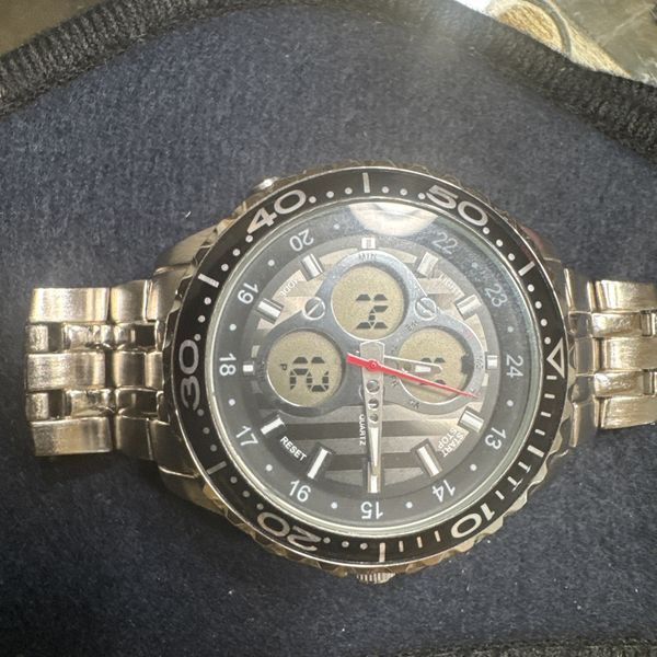 ELGIN MZB Chronograph Diver Watch Silver Tone Analog and Digital New ...
