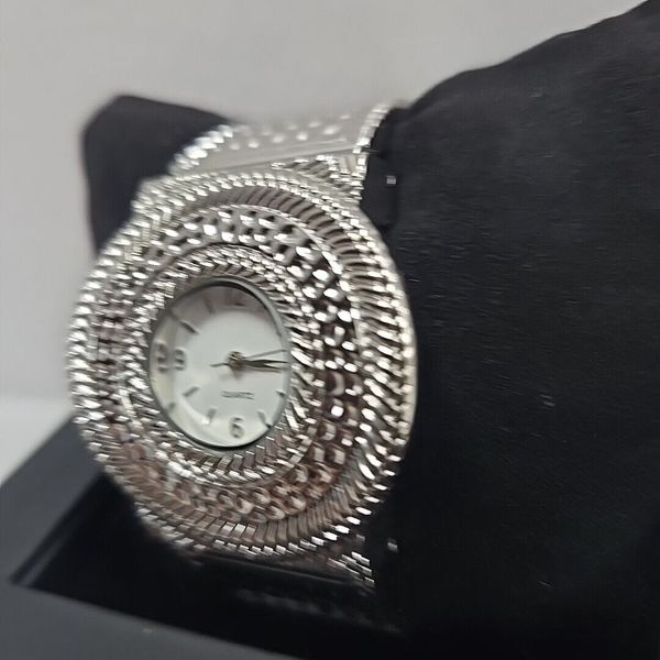 Womens Vintage Western Hammered Silver Watch Cuff New Battery Seiko ...