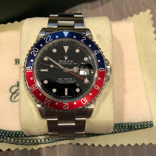 Rolex GMT Master II 16710 Pepsi D Serial ERROR Stick Dial 3185 RSC ...
