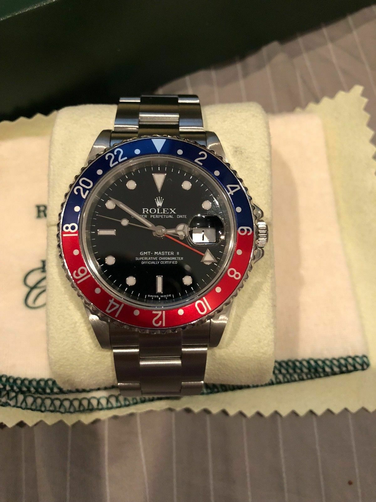 Rolex GMT Master II 16710 Pepsi D Serial ERROR Stick Dial 3185 RSC ...