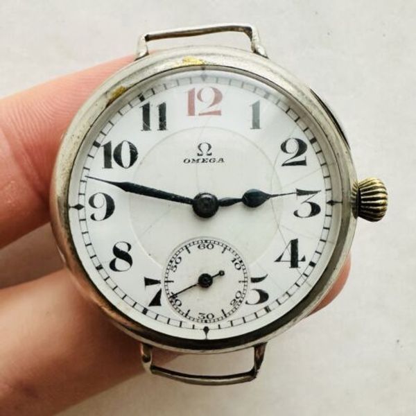 RARE Military Watch OMEGA RED 12 TRENCH WWI Swiss Vtg REPAIR 10â s WWI ...