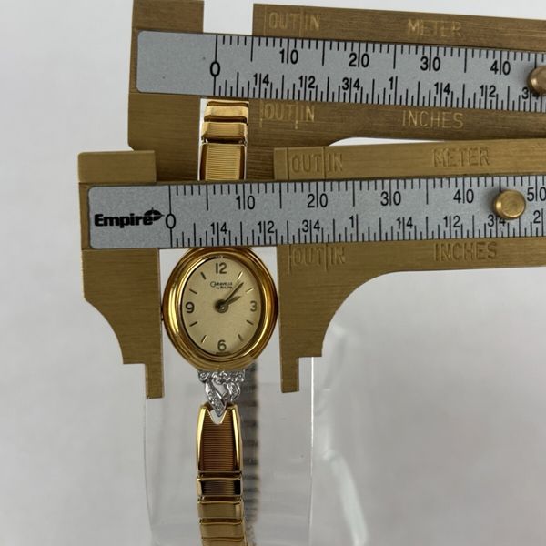Caravelle by Bulova 46L05 16mm Gold Tone Quartz Watch w/Expansion Band ...
