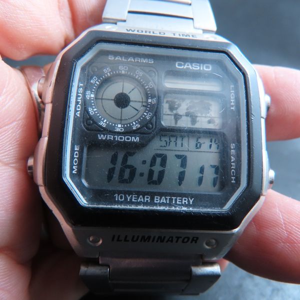 AE-1200WH Casio World Time 5 Alarm 10 Year Battery Quartz Men Watch ...