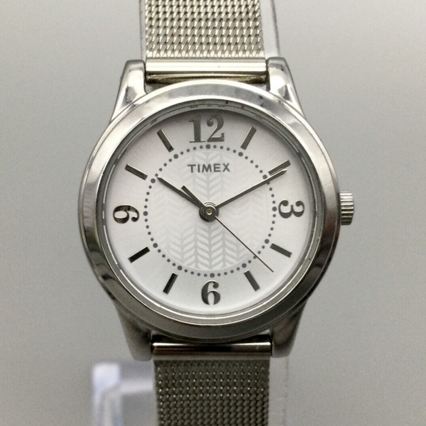 Timex Casey Watch Women Silver Tone Round Dial Mesh Band New Battery ...