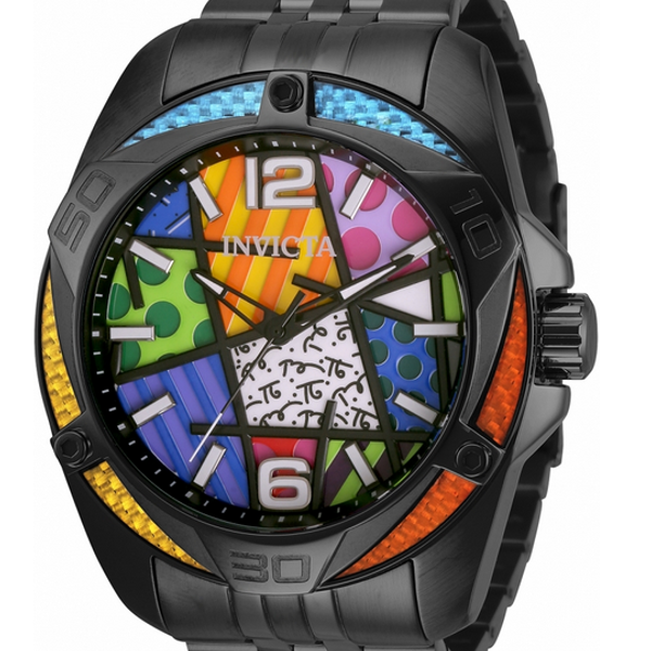 ROMERO BRITTO INVICTA MEN's 50 MM L.E. QUARTZ STAINLESS BRACELET WATCH ...