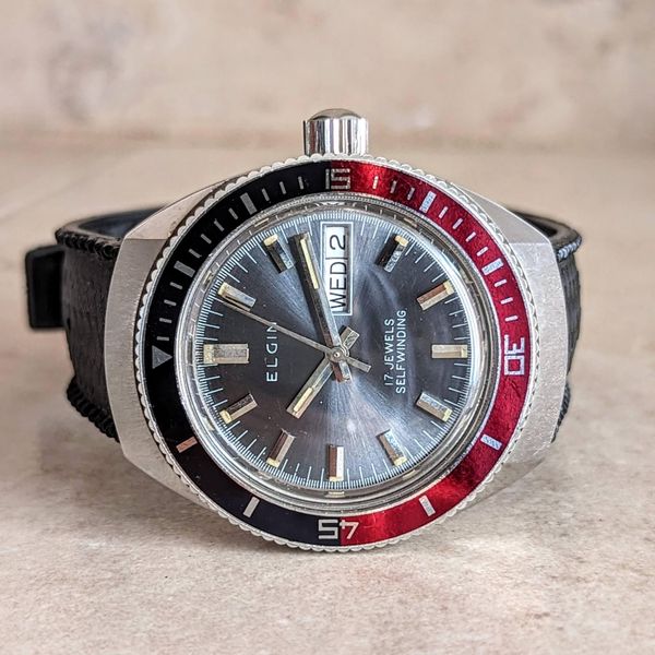 [WTS] 1960s ELGIN Diver Automatic Watch Day/Date Ref. DH6312 Cal. ETA ...