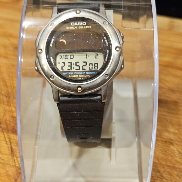 CASIO MOON GRAPH GMW-61 MADE IN JAPAN Vintage Steel GMW-15 w Display ...