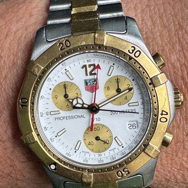 TAG HEUER Professional Chronograph 1/10 Split Second 2 Tone Gold Steel ...