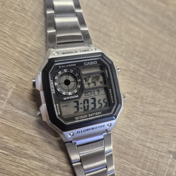 Mens Casio World Time Vintage Digital Style Military Watch ...