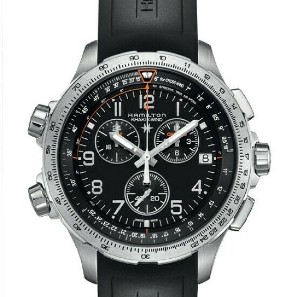 Hamilton Khaki X-Wind Chronograph GMT Black Dial Quartz Watch H779120 ...